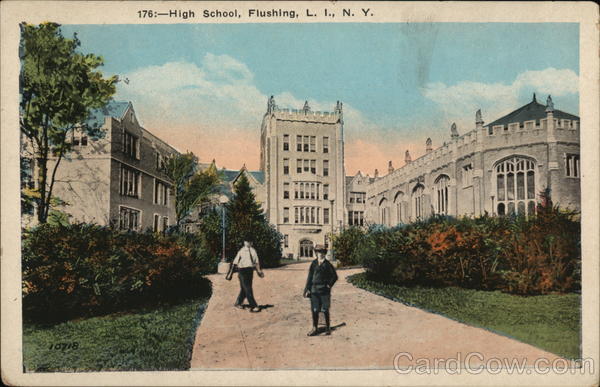 High School Flushing, NY Postcard