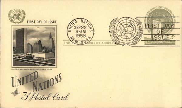 United Nations First Day Issue Cards Postcard