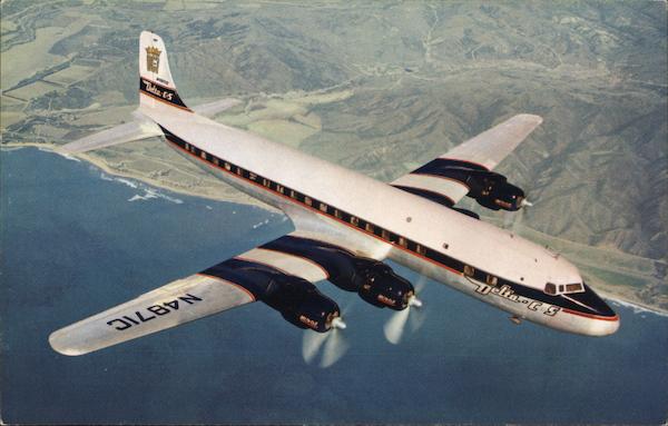 Delta-C&S Air Lines Golden Crown DC-7 Aircraft Postcard