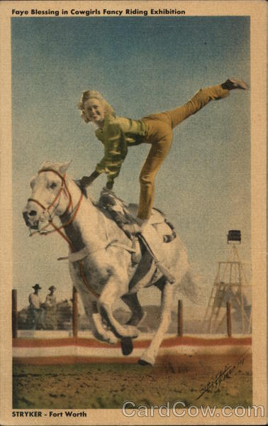 Faye Blessing - Cowgirls Fancy Riding Exhibition Rodeos Postcard