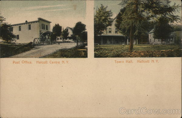 2 Pictures: Post Office, Halcott Centre, N. Y. and Town Hall, Halcott ...