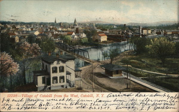 Village of Catskill from the West New York Postcard