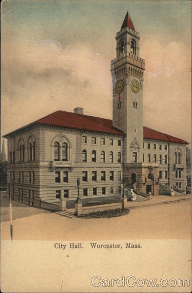 City Hall Worcester, MA Postcard