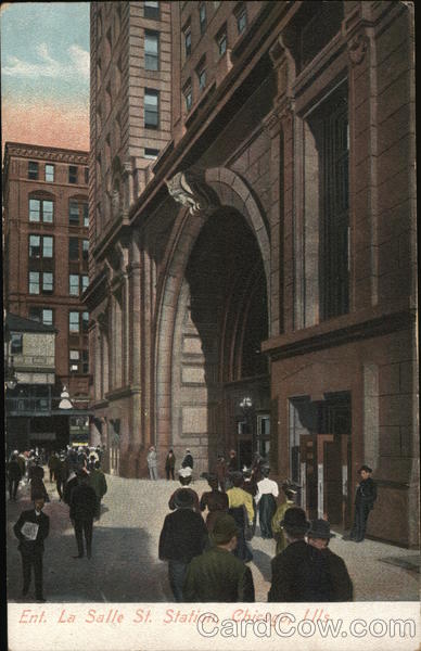 Entrance to La Salle Street Station Chicago, IL Postcard