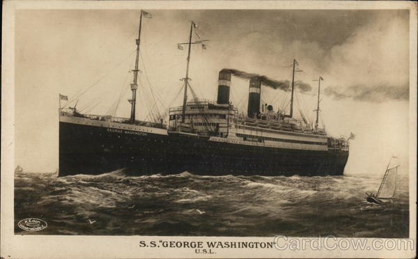S.S. "George Washington" Boats, Ships Postcard