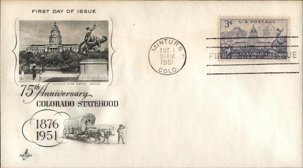 75th Anniversary Colorado Statehood 1876-1951 First Day Covers First ...