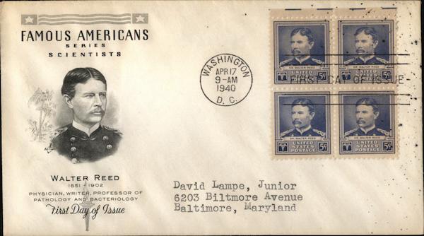 Famous Americans Series - Scientists - Walter Reed, 1851-1902 First Day ...