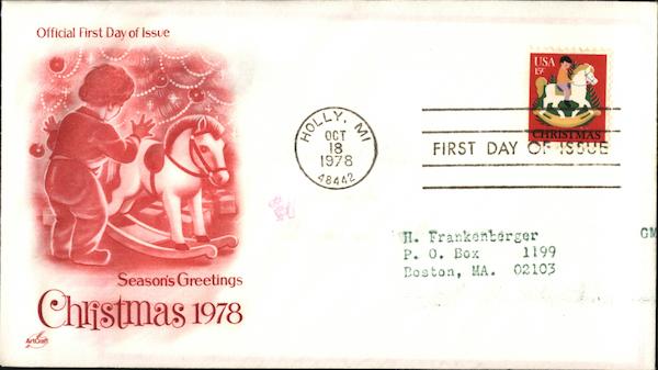 Season's Greetings Christmas 1978 First Day Covers First Day Cover