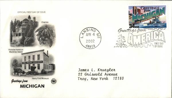 Greetings from America-Michigan First Day Covers First Day Cover
