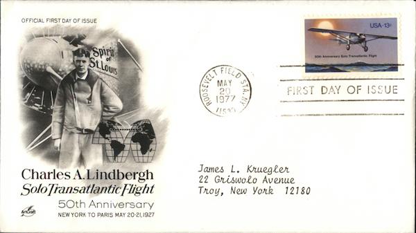 Charles A. Lindbergh Solo Transatlantic Flight 50th Anniversary First ...