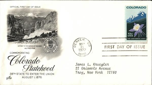 Commemorating Colorado Statehood First Day Covers First Day Cover