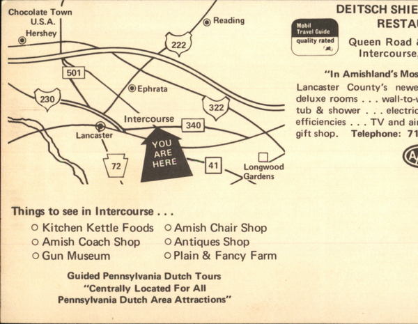 Deitsch Shier Motor Inn Restaurant Intercourse, PA Postcard