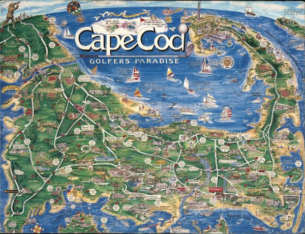 Cape Cod Pictorial Map Maps Postcard