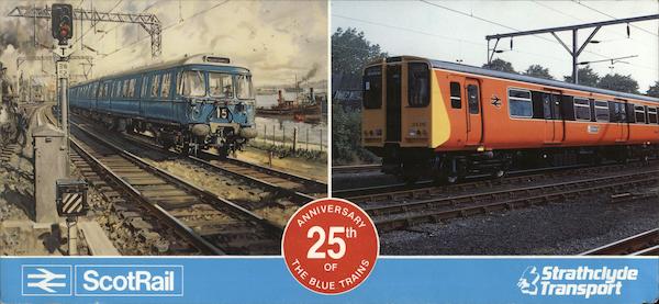 ScotRail 25th Anniversary of the Blue Trains Trains, Railroad Postcard