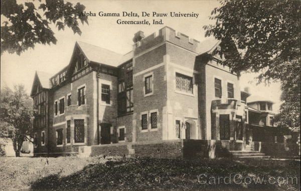 Alpha Gamma Delta, De Pauw University Greencastle, IN Postcard