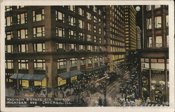 Corner of Madison and State Chicago, IL Postcard