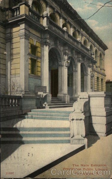The Main Entrance, Providence Public Library Rhode Island Postcard