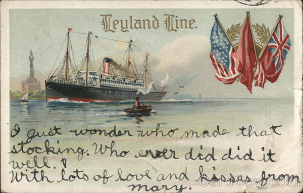 Leyland Line Steamers Postcard