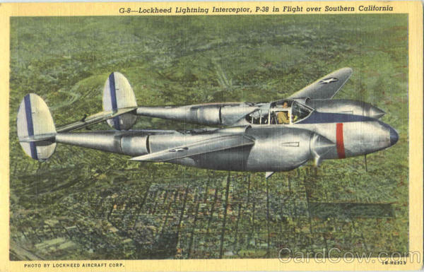 Lockheed Lightning Interceptor P-38 In Flight Aircraft
