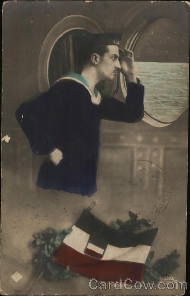 Foreign Sailor Looking Out Porthole Navy
