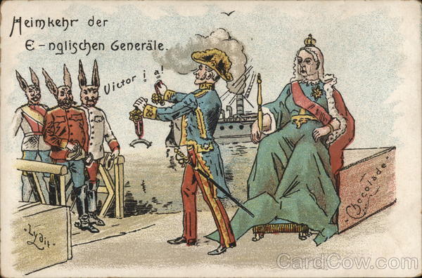 Queen Victoria, Soldier's Being Welcomed Back From War - Political Satire
