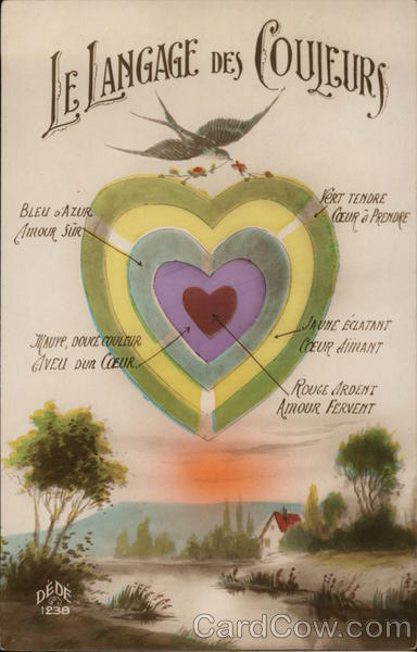 Color-Coded Heart with Explanations for Each Shade Romance & Love