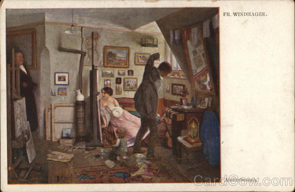 Partially Clad Woman With Man Dressing, Another Man Nearby Artists