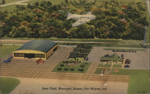 Baer Field, Municipal Airport Fort Wayne, IN Postcard