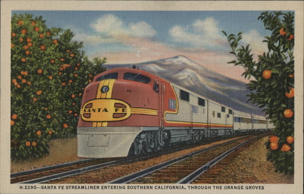 Santa Fe Streamliner Locomotives Postcard