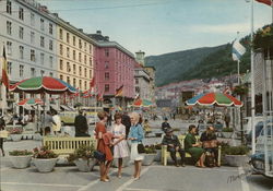 Torvalmenningen Square, Main Street Bergen, Norway Postcard