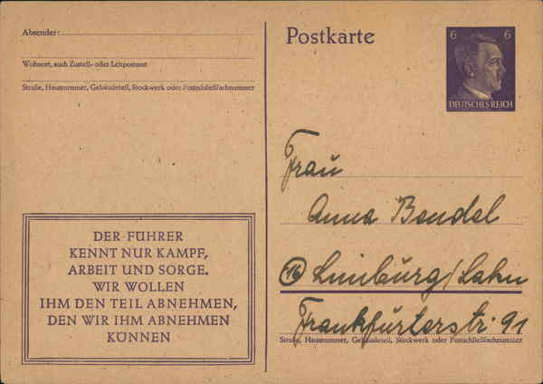 Nazi Postal Card Let Us Follow Hitler's Example Germany Nazi Germany ...