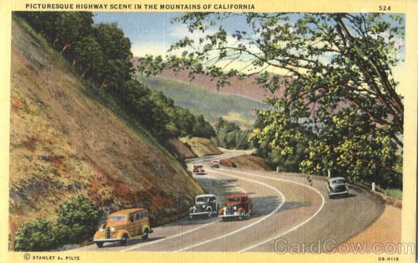 Picturesque Highway Scene In The Mountains Of California