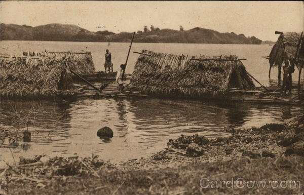 Drifting down thee Rewa River with food supplies for Suva. Fiji South ...