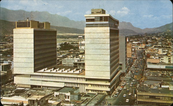 Monterrey Building and Panoramic View Mexico Postcard