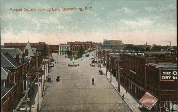 Morgan Square Looking East Spartanburg, SC Postcard Morgan Square Looking East Spartanburg, SC Postcard