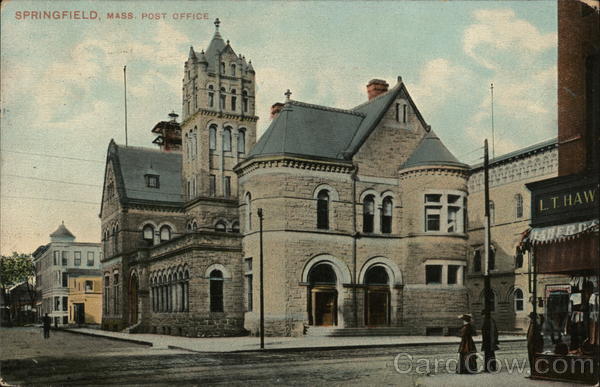 Post Office Springfield, MA Postcard