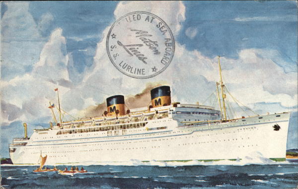 Matson Lines Luxury Liner S.S. "Lurline" Cruise Ships Postcard