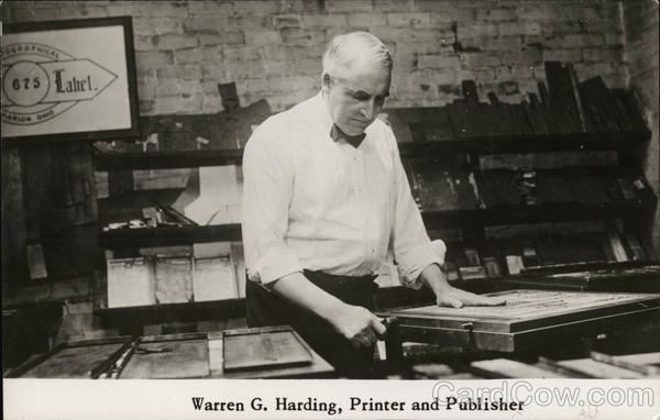 Warren G. Harding, Printer and Publisher Presidents Postcard