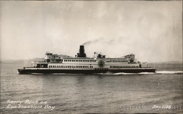 Ferry Boat on San Francisco Bay California Postcard