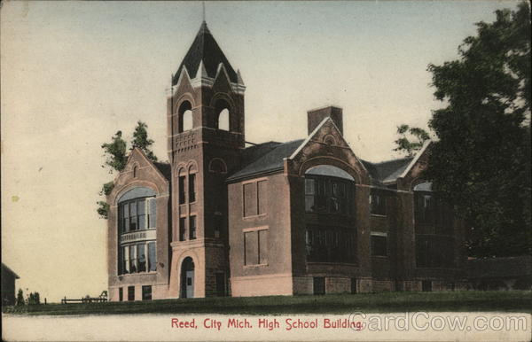 High School Building Reed City, MI Postcard