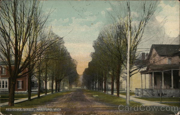 Residence Street Hartford, MI Postcard