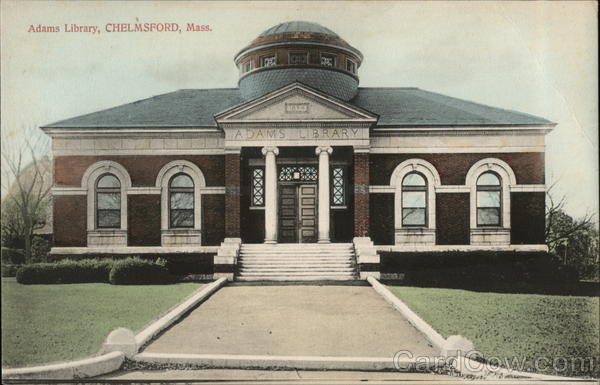 Adams Library Chelmsford, MA Postcard