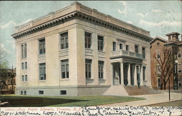 Free Public Library Trenton, NJ Postcard