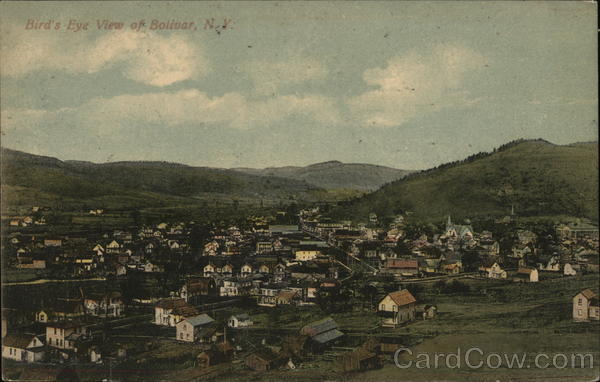 Bird's Eye View Bolivar, NY Postcard