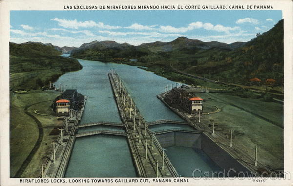 Miraflores Locks, Looking Towards Gaillard Cut Panama Postcard