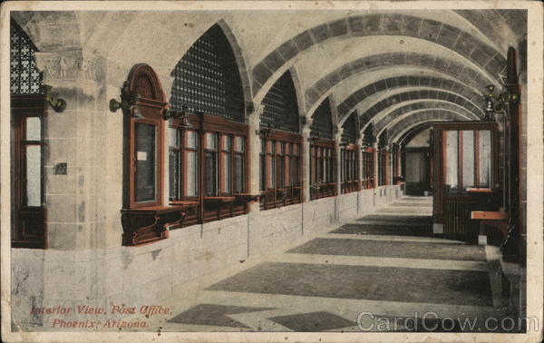 Anterior View of the Post Office Phoenix, AZ Postcard