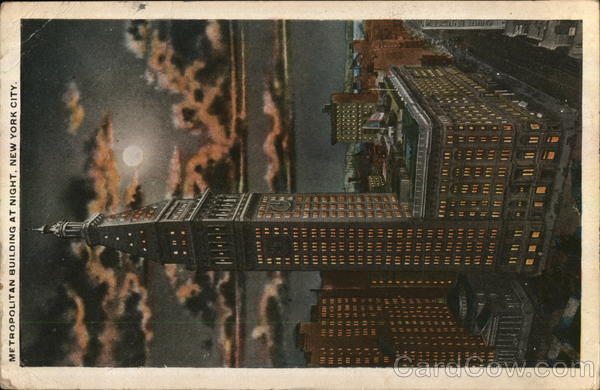 Metropolitan Building at Night New York City, NY Postcard