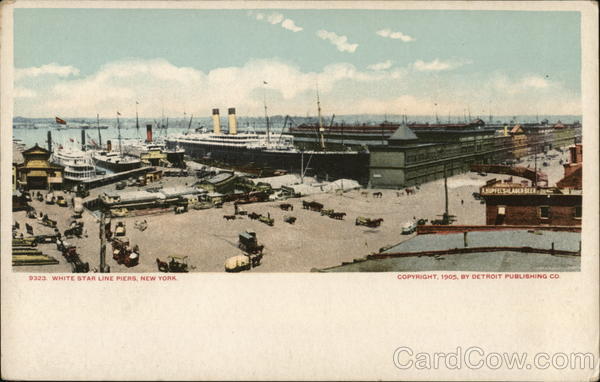 White Star Line Piers New York, NY Postcard