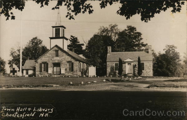 Town Hall and Library Chesterfield, NH Postcard