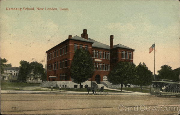 Nameaug School New London, CT Postcard